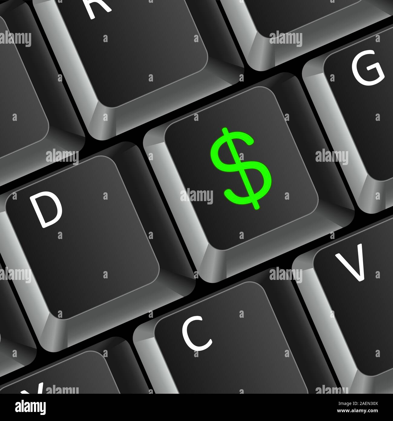 dollar money business concept with computer keyboard. Vector ...