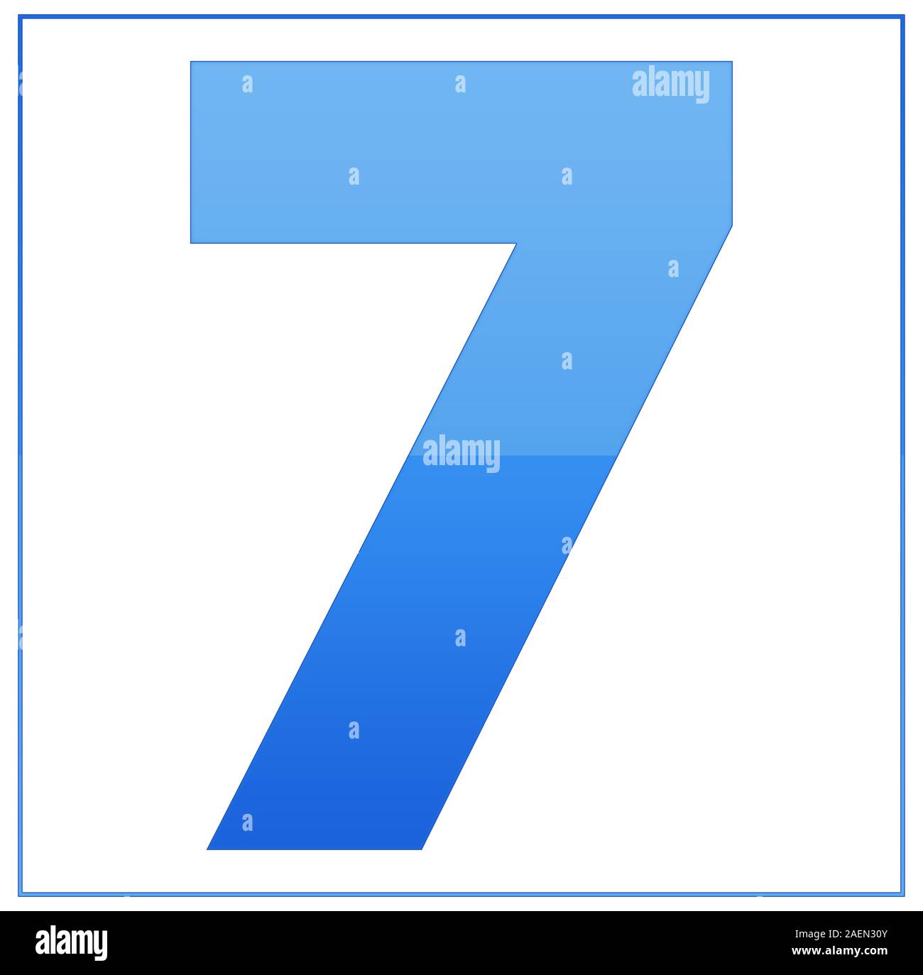 The number 7, made light blue and dark blue, half-and-half. Same colors ...