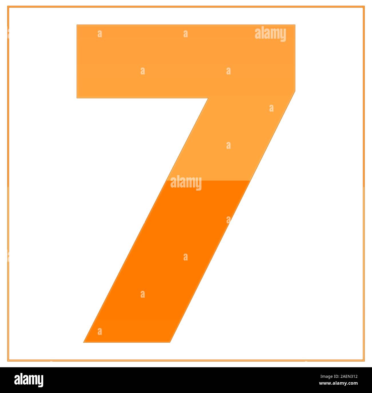 The number 7, made light orange and dark orange, half-and-half. Same ...