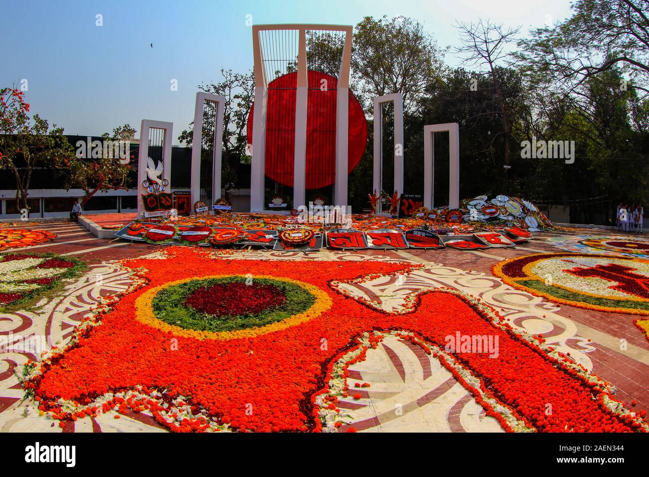 Central Shahid Minar with wreaths and flowers as the nation pays homage ...
