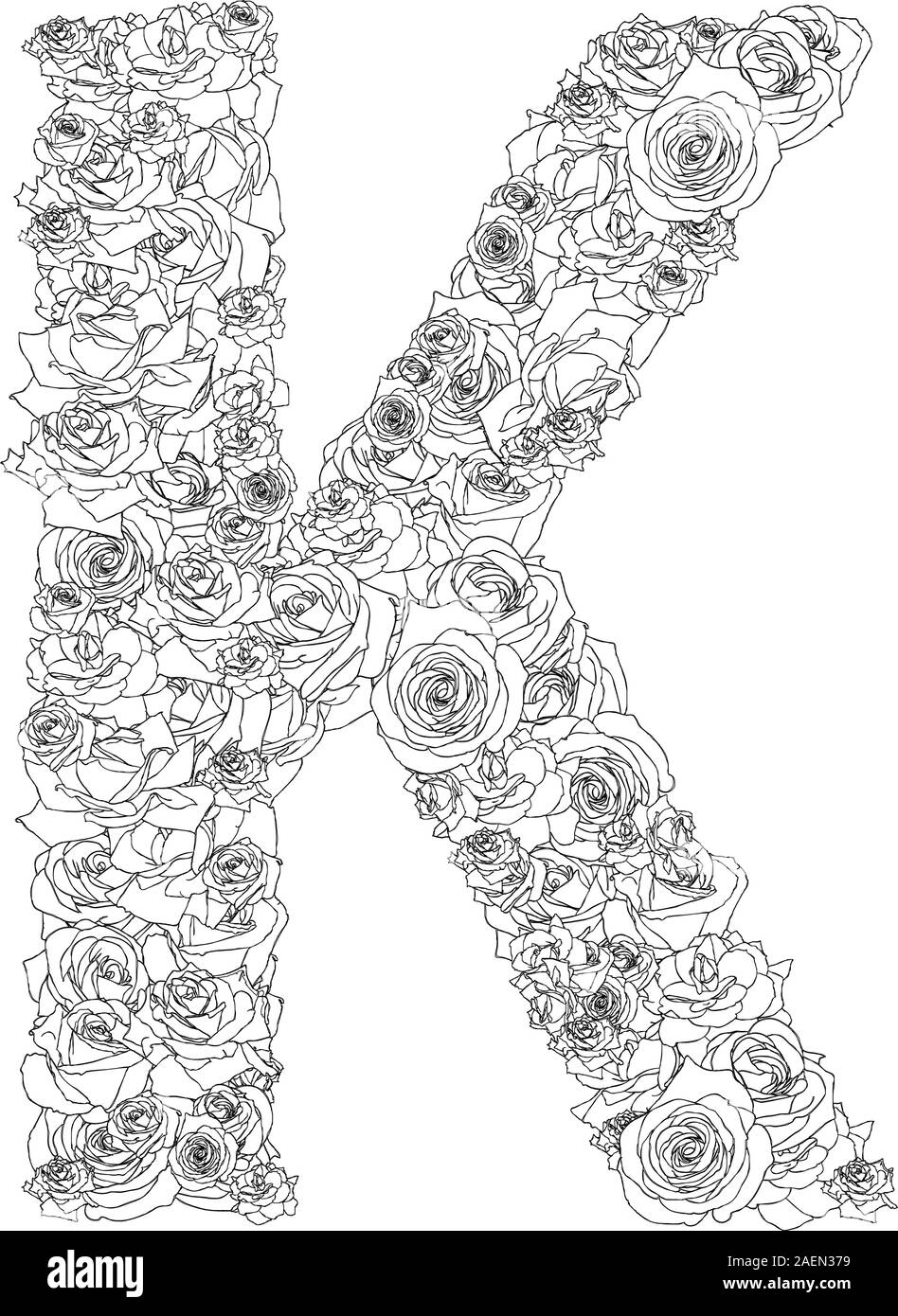 Flower alphabet of red roses, characters K Stock Vector Image & Art - Alamy