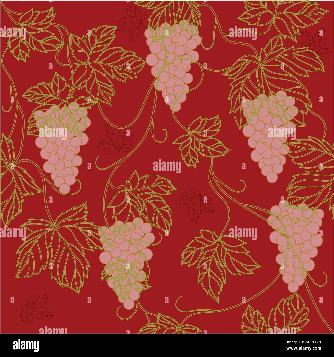 Seamless Wallpaper with floral ornament with leafs and grapes for ...