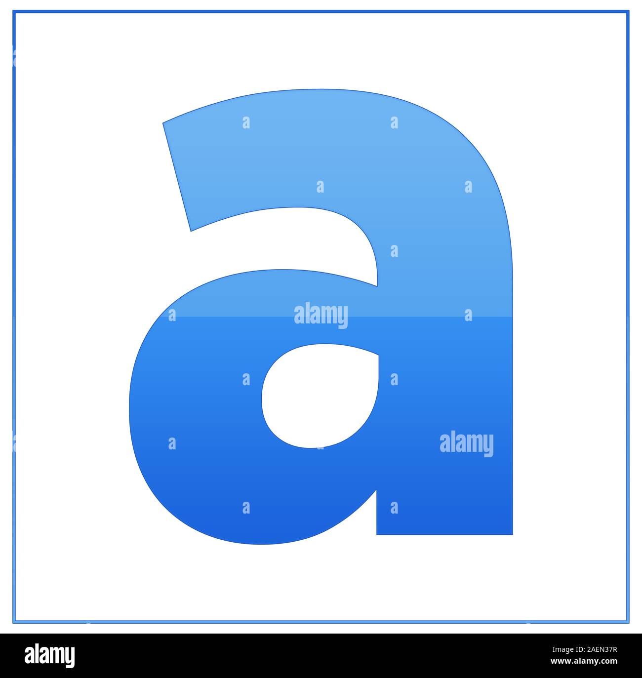 The letter a, made light blue and dark blue, half-and-half. Same colors ...