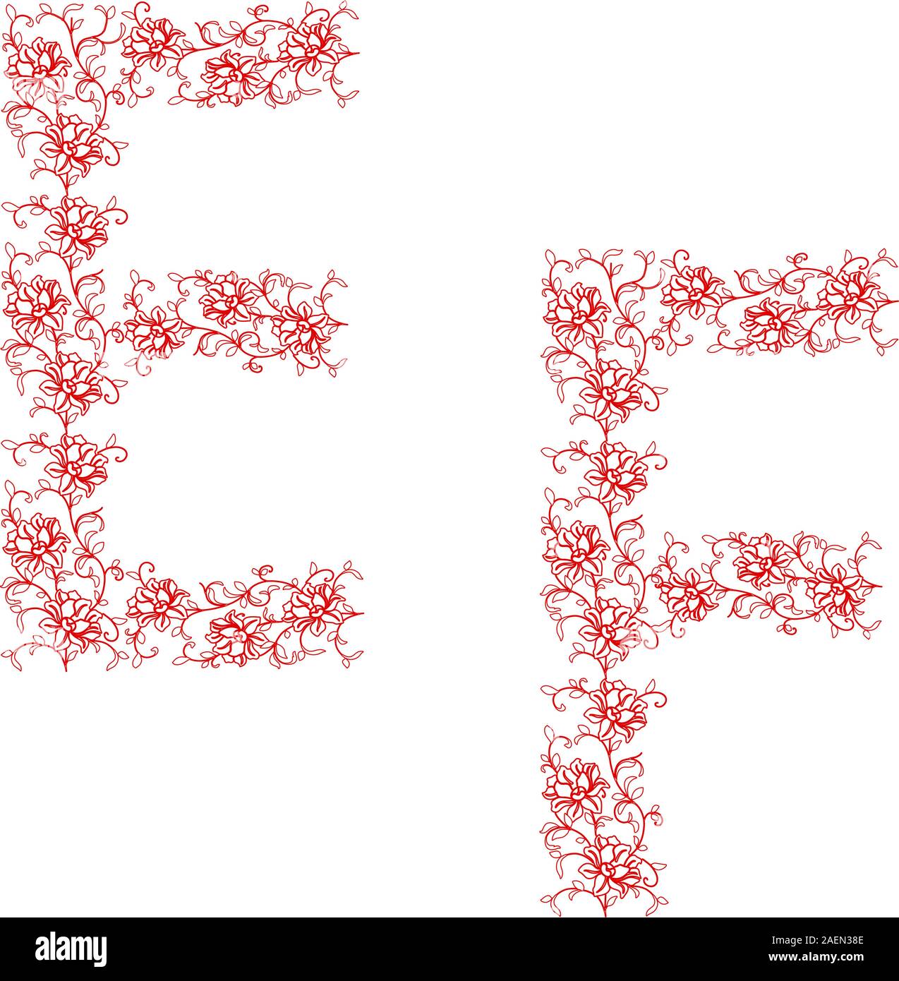 Hand drawing ornamental alphabet. Letter EF Stock Vector Image & Art ...