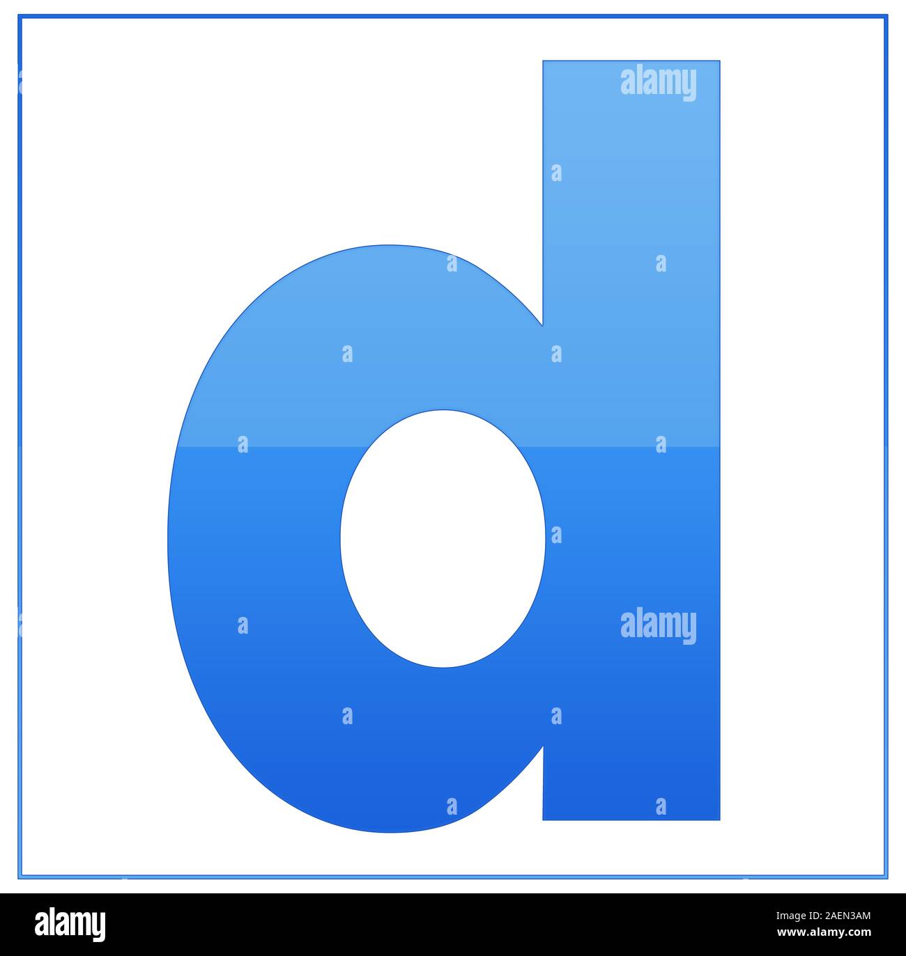 The letter d, made light blue and dark blue, half-and-half. Same colors ...