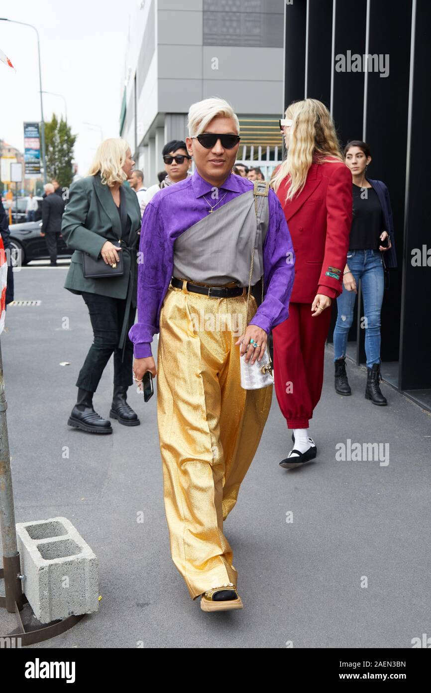 MILAN, ITALY - SEPTEMBER 22, 2019: Bryan Boy before Gucci fashion show ...