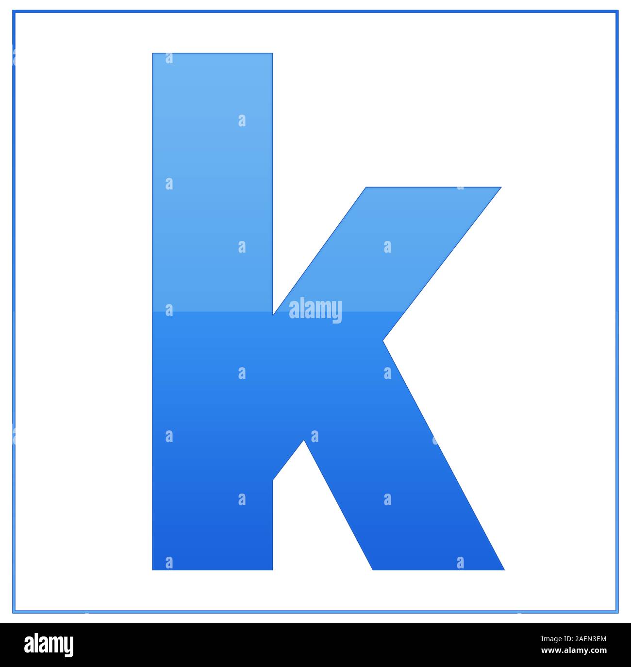 The letter k, made light blue and dark blue, half-and-half. Same colors ...