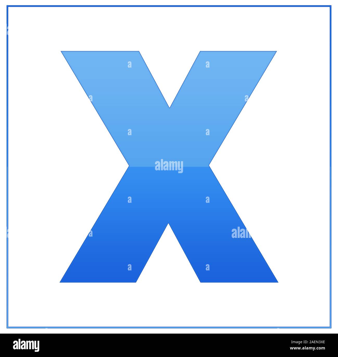 The letter x, made light blue and dark blue, half-and-half. Same colors ...