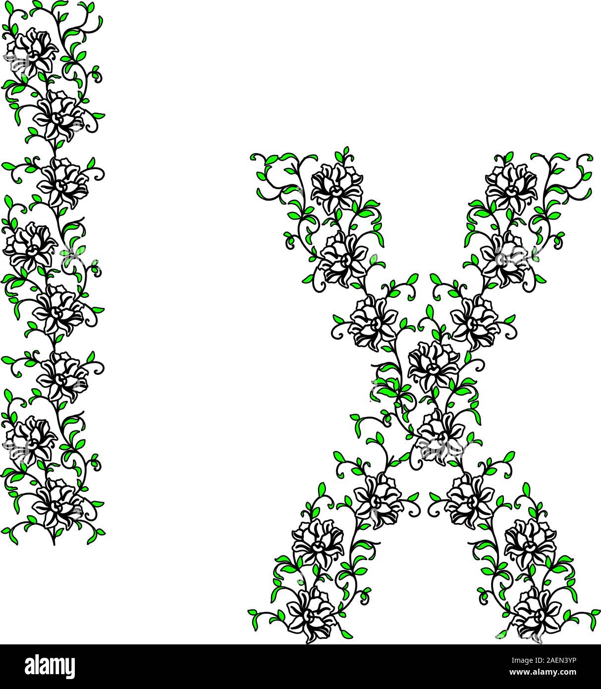 Hand drawing ornamental alphabet. Letter IX Stock Vector Image & Art ...