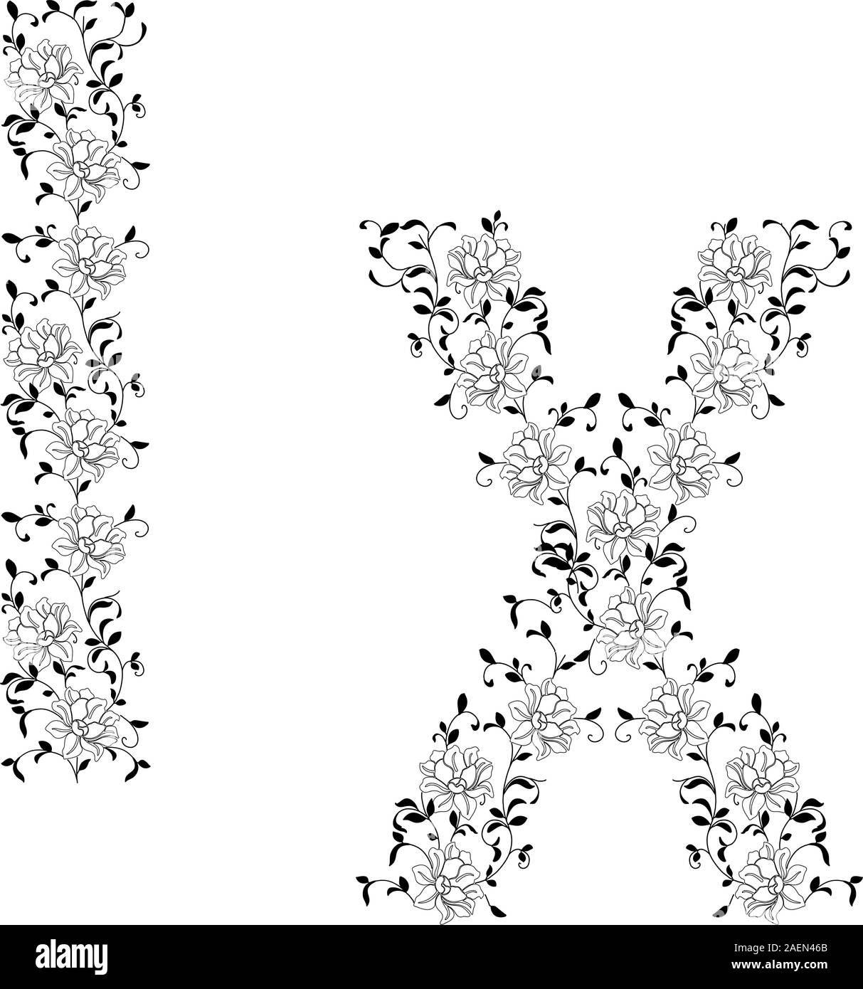 Hand drawing ornamental alphabet. Letter IX Stock Vector Image & Art ...