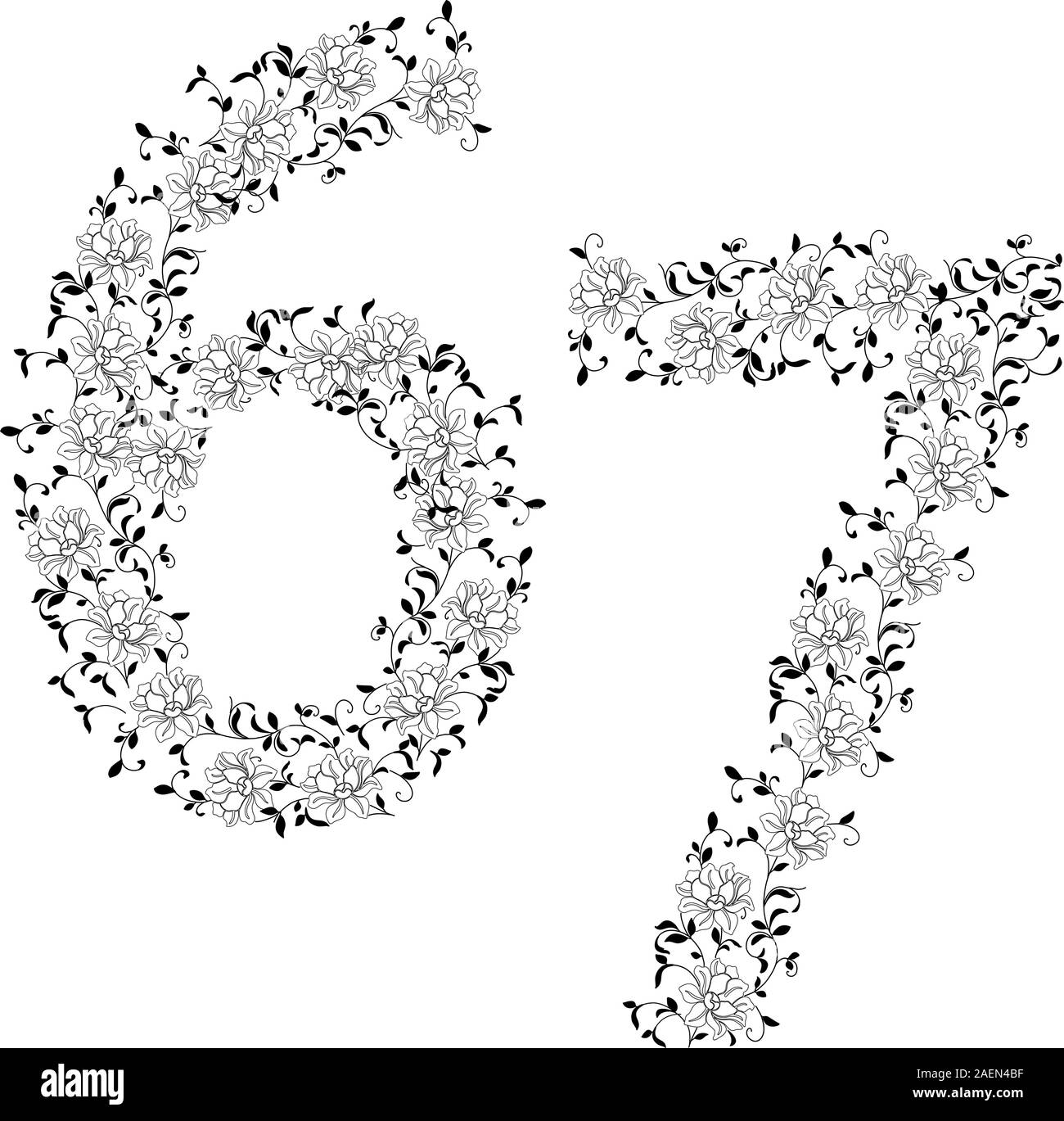 Hand drawing ornamental alphabet. Letter 67 Stock Vector Image & Art ...