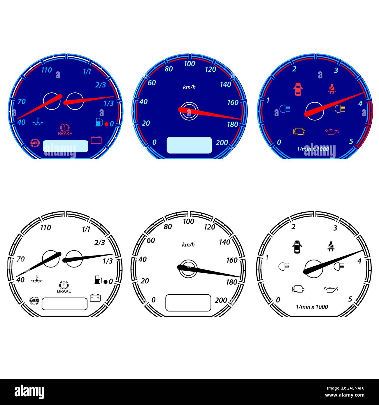 Set of car speedometers for racing design. vector illustration Stock ...