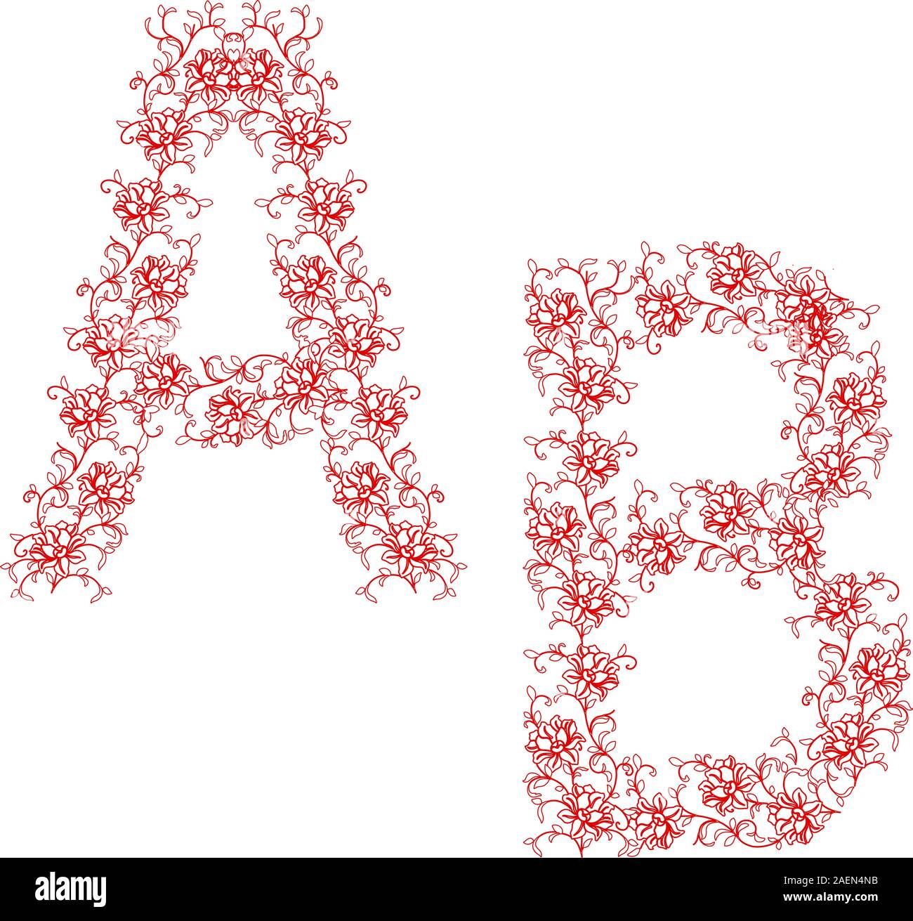 Hand drawing ornamental alphabet. Letter AB Stock Vector Image & Art ...
