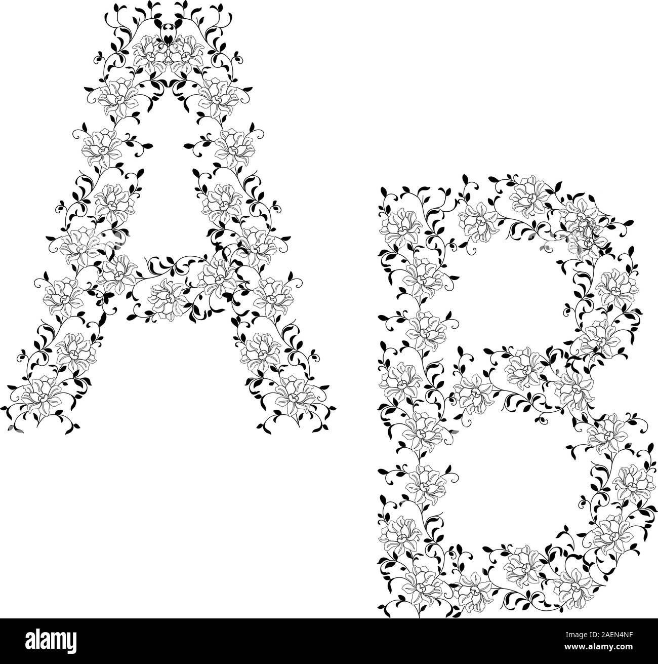 Hand drawing ornamental alphabet. Letter AB Stock Vector Image & Art ...