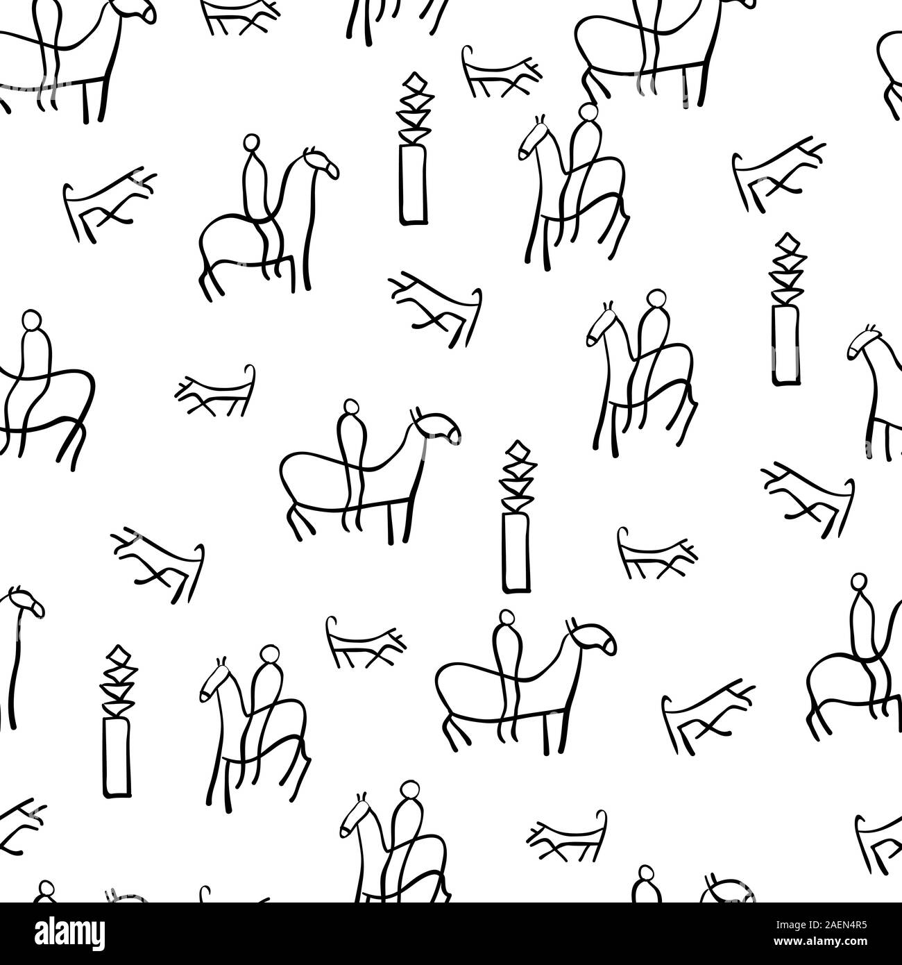 The figure shows the ancient drawings. Seamless wallpaper Stock Vector ...