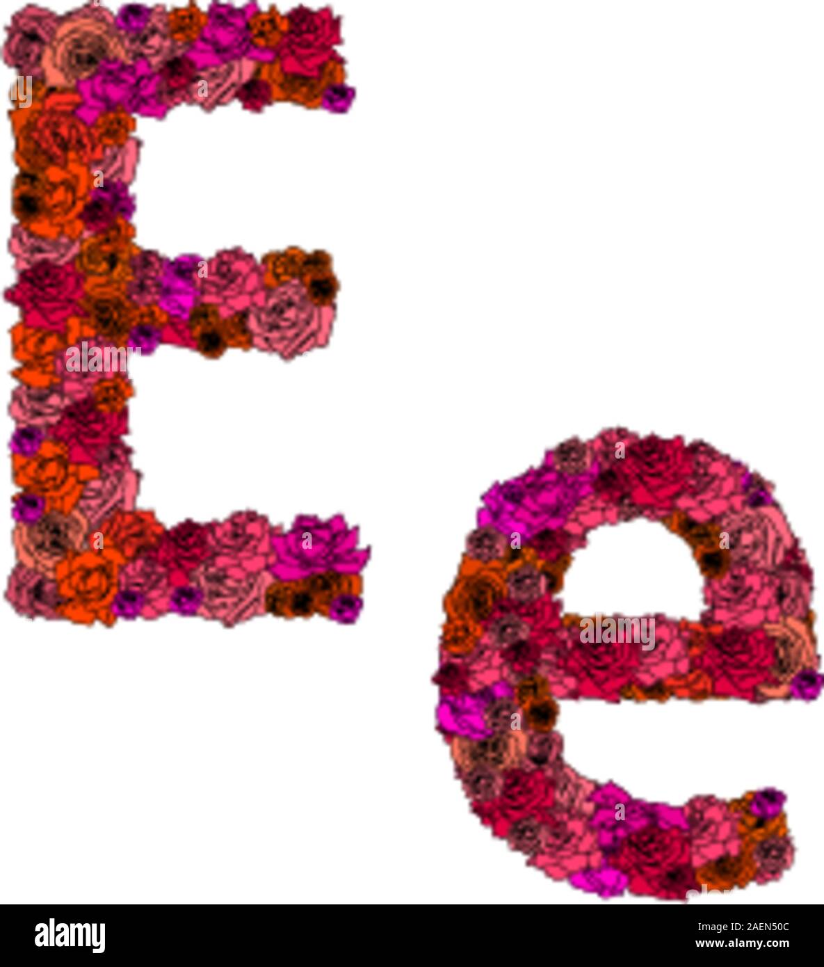 Flower alphabet of red roses, characters E-e Stock Vector Image & Art ...