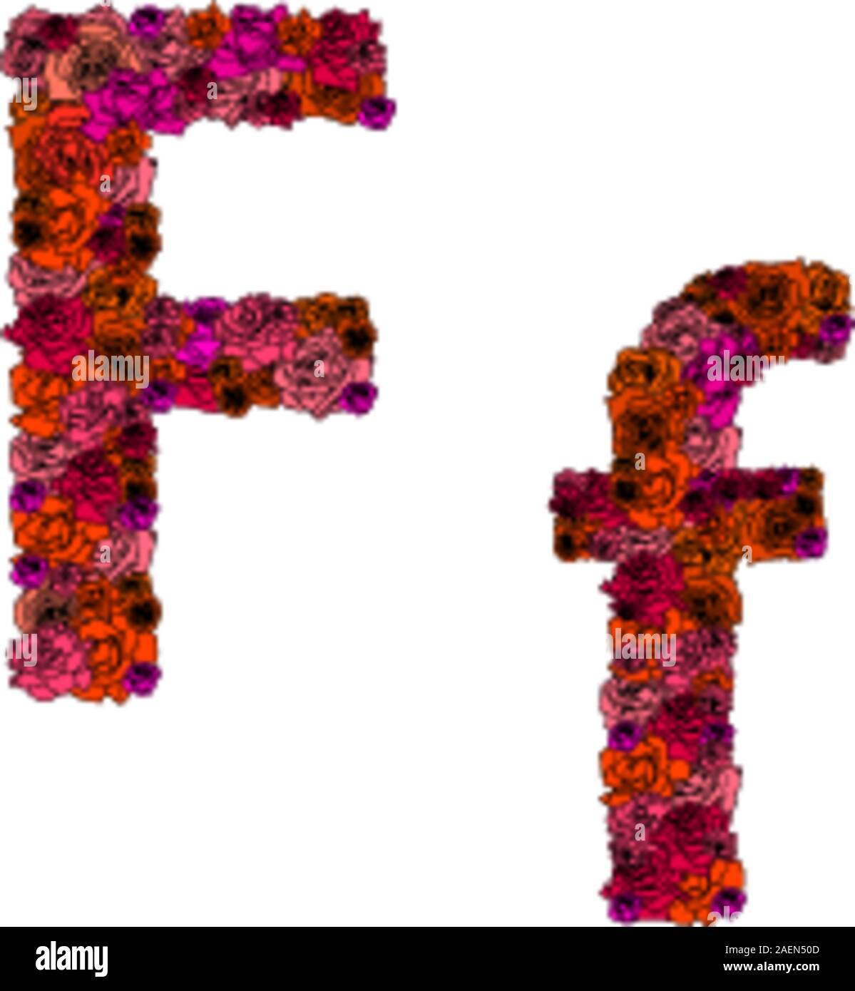 Flower alphabet of red roses, characters F-f Stock Vector Image & Art ...