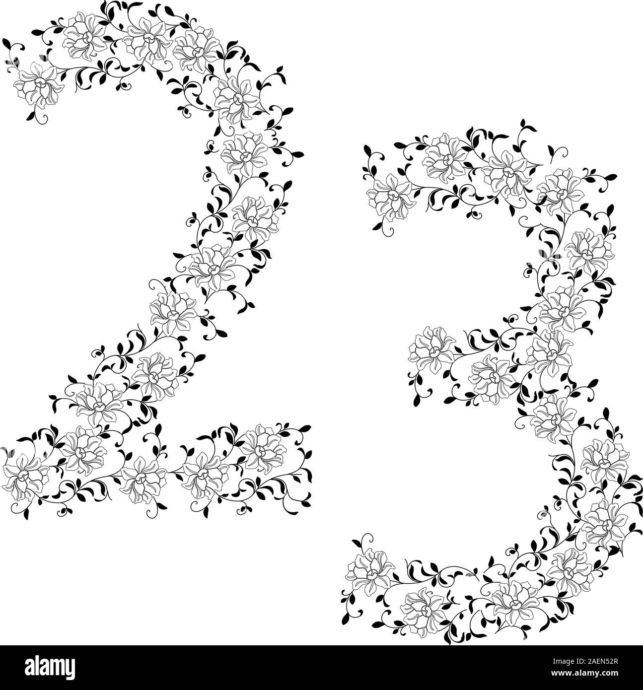 Hand drawing ornamental alphabet. Letter 23 Stock Vector Image & Art ...