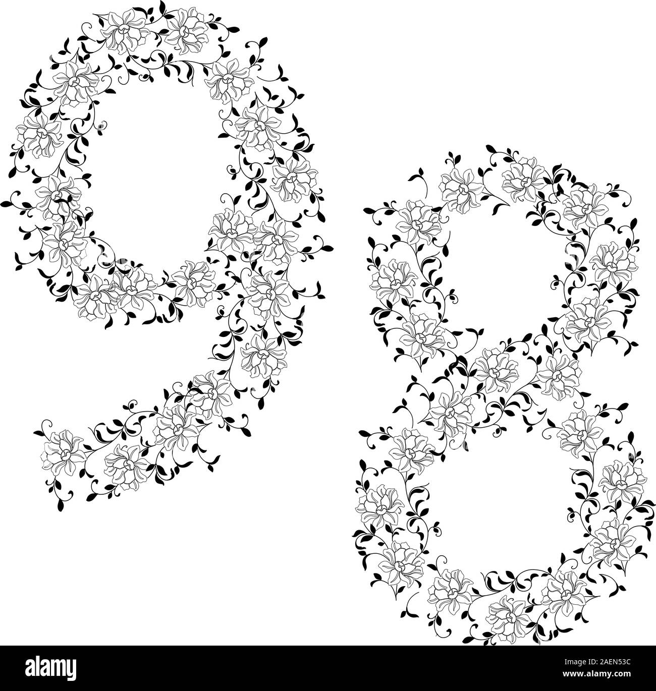 Hand drawing ornamental alphabet. Letter 89 Stock Vector Image & Art ...