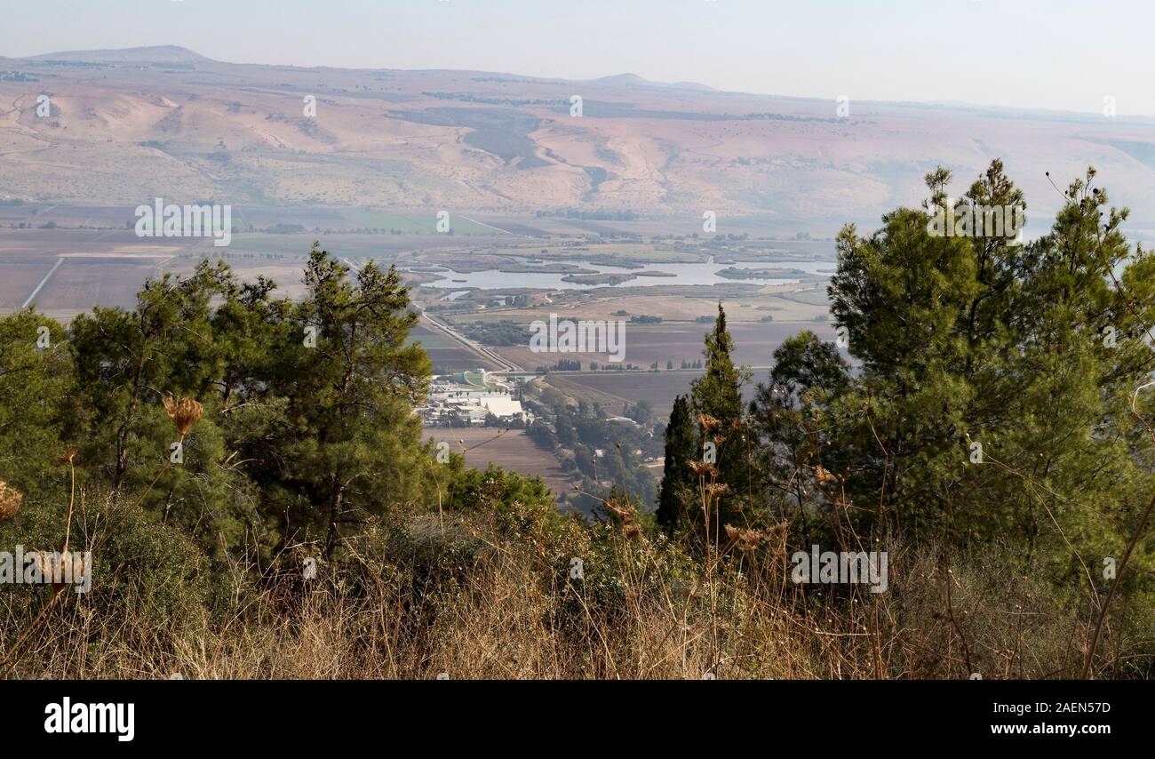 the agamon hula nature reserve in the hula valley from the Koach ...