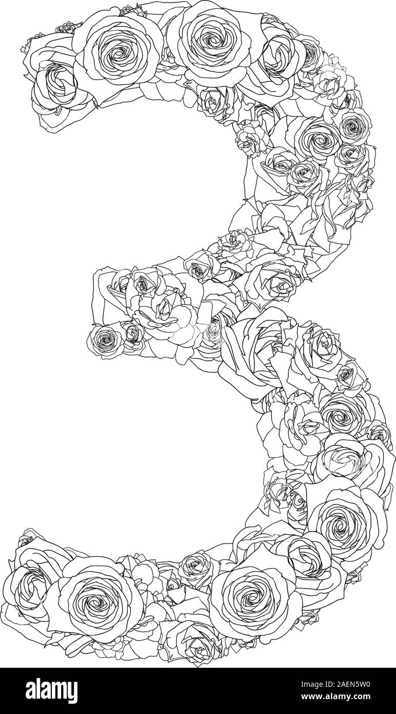 Flower alphabet of red roses, characters 3 Stock Vector Image & Art - Alamy