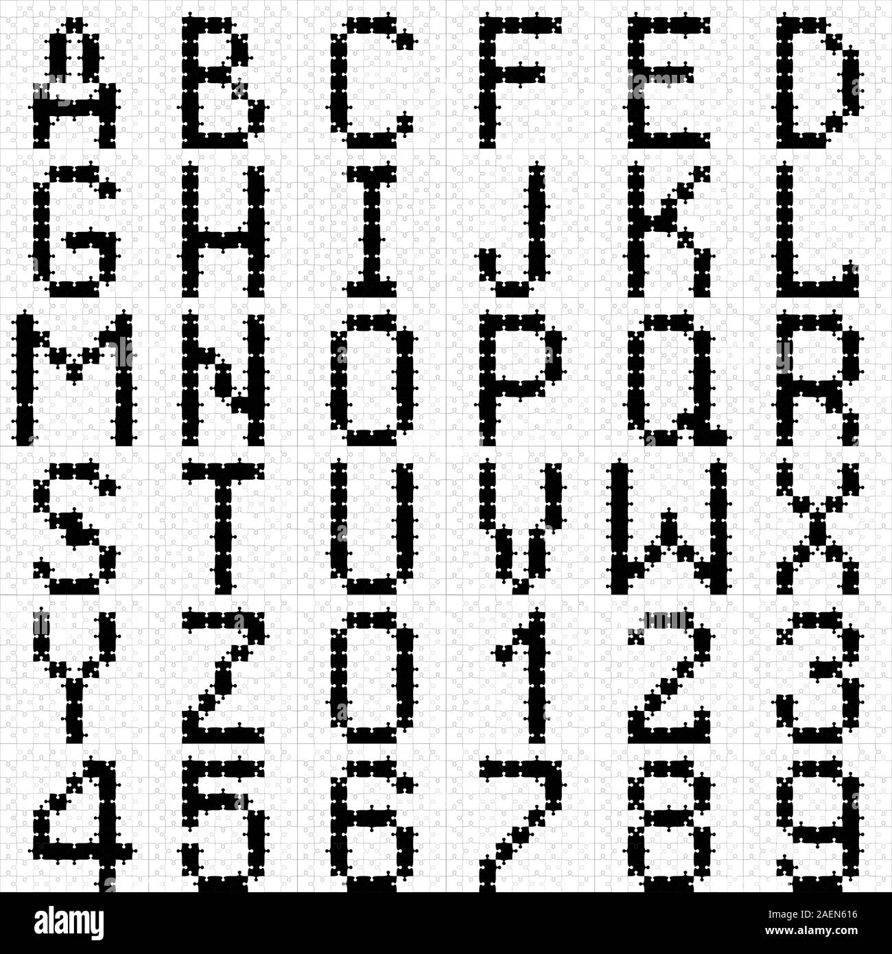 black alphabet jigsaw puzzles. Vector illustration Stock Vector Image ...