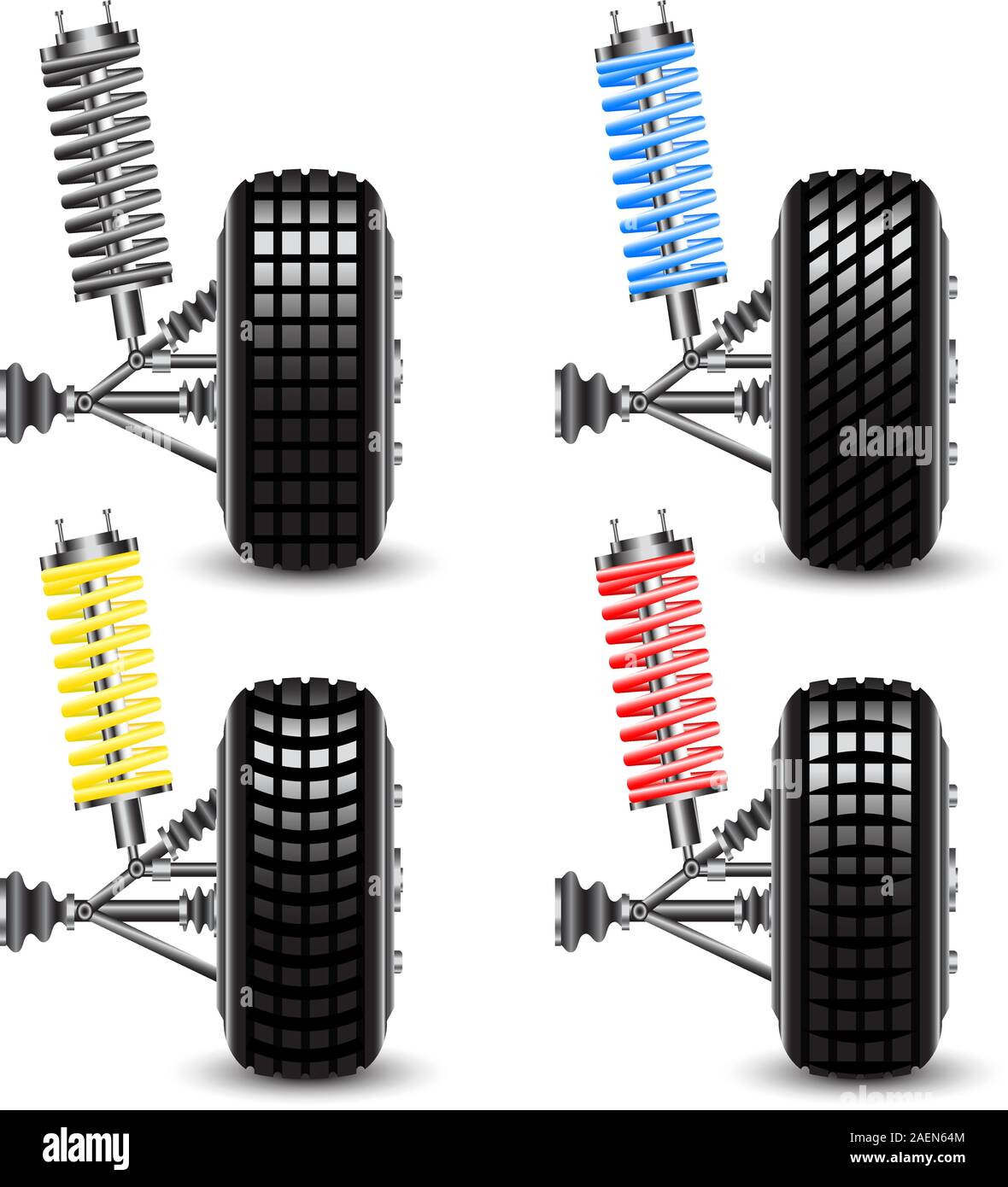 Set front car suspension, frontal view. Vector Illustration Stock ...