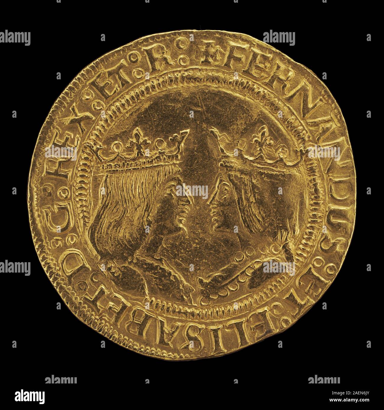 Medal from the 16th century showing Ferdinand II, King of Aragon, and ...