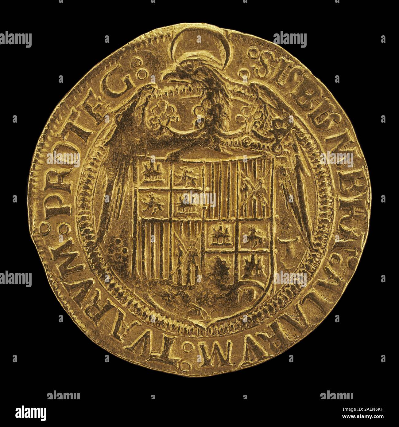 A 16th-century Spanish heraldic design showing an eagle displaying the ...