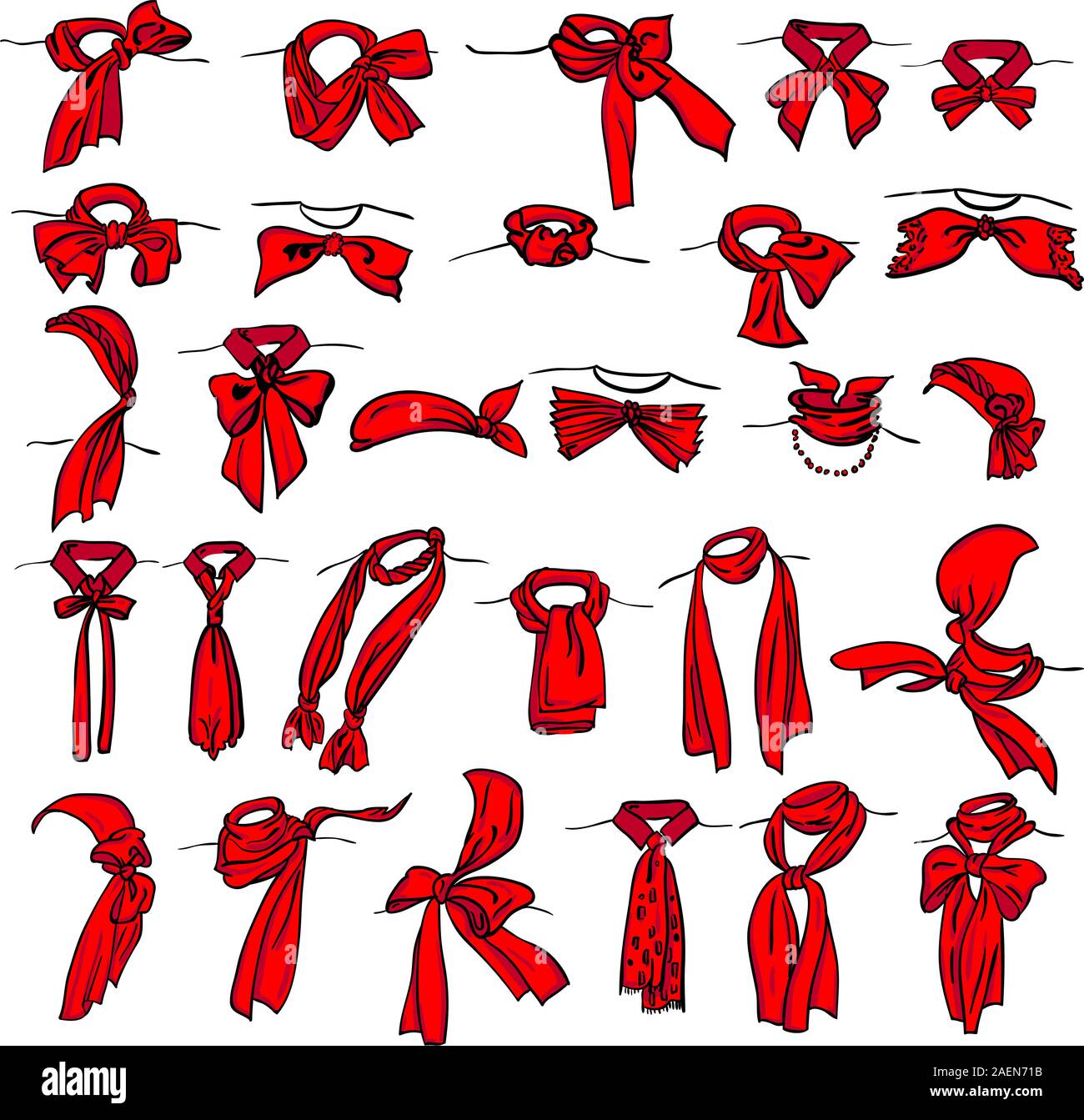 set of different neckerchiefs tied in different ways Stock Vector Image ...