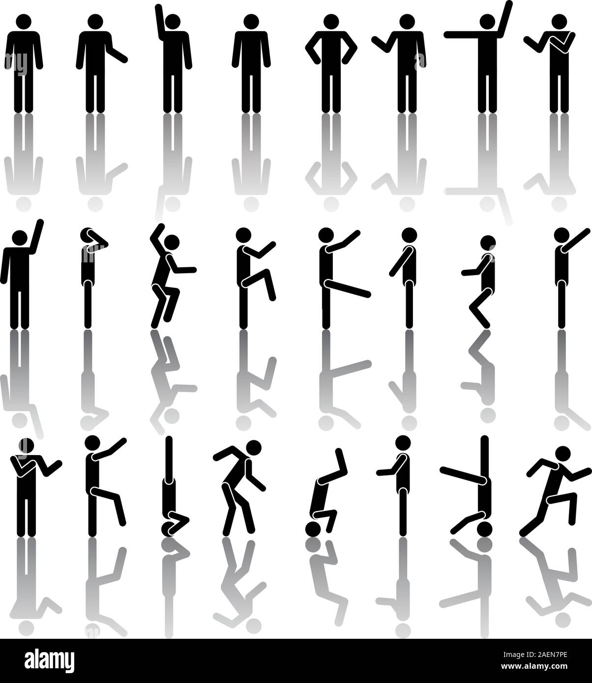 People in different poses vector. Icon Sign Symbol Pictogram Stock ...