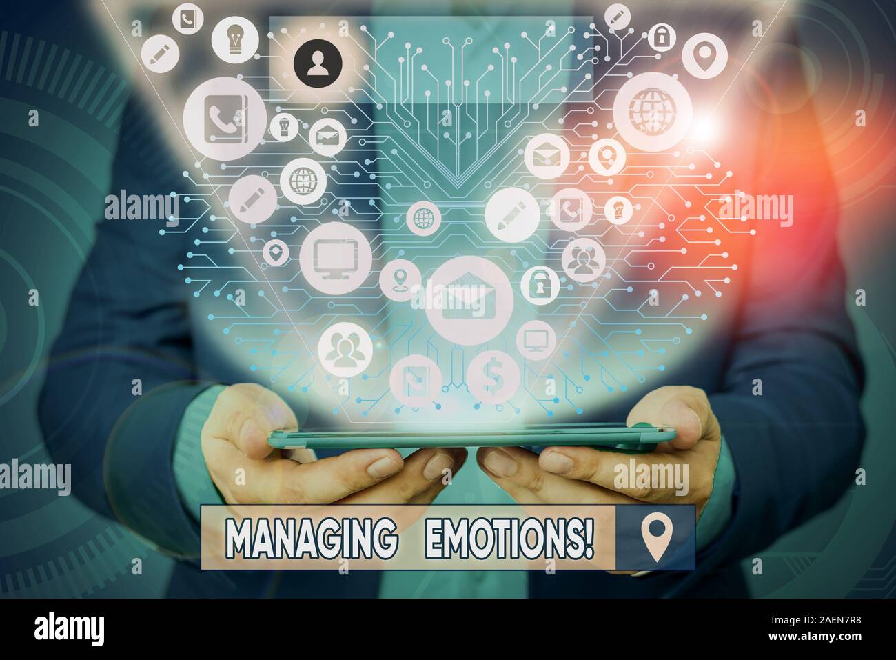 Text sign showing Managing Emotions. Business photo showcasing ability ...