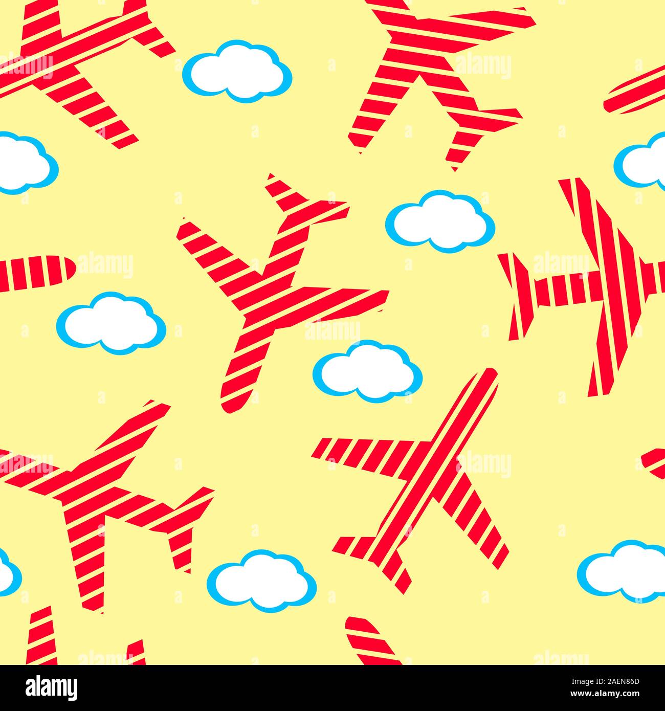 aircraft flying in the sky with clouds. Seamless wallpaper Stock Vector ...