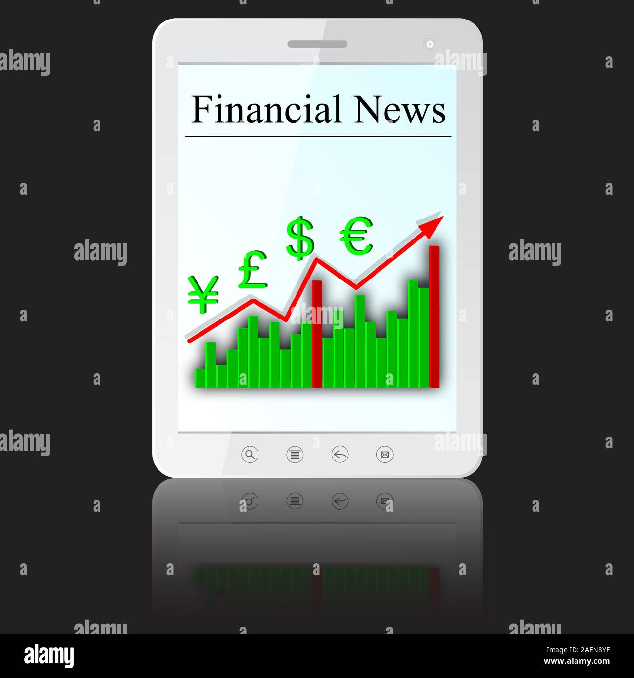 Financial News on white tablet PC computer isolated on white background ...