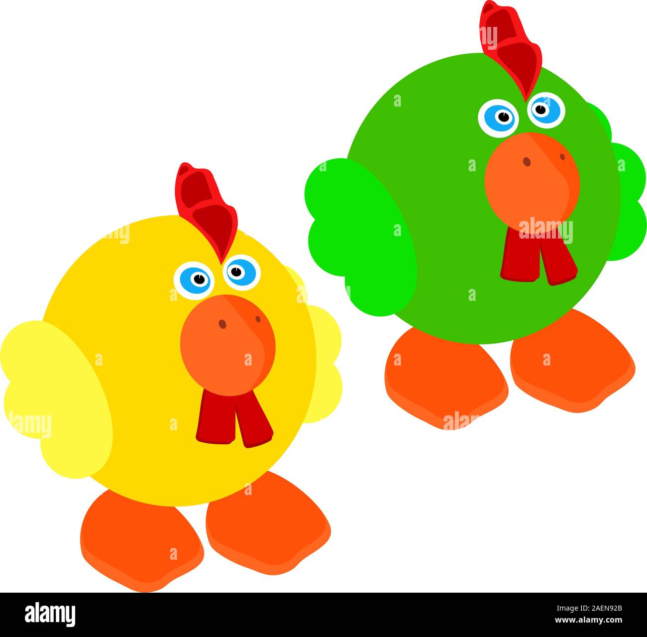 Two cute little rooster on a white background Stock Vector Image & Art ...
