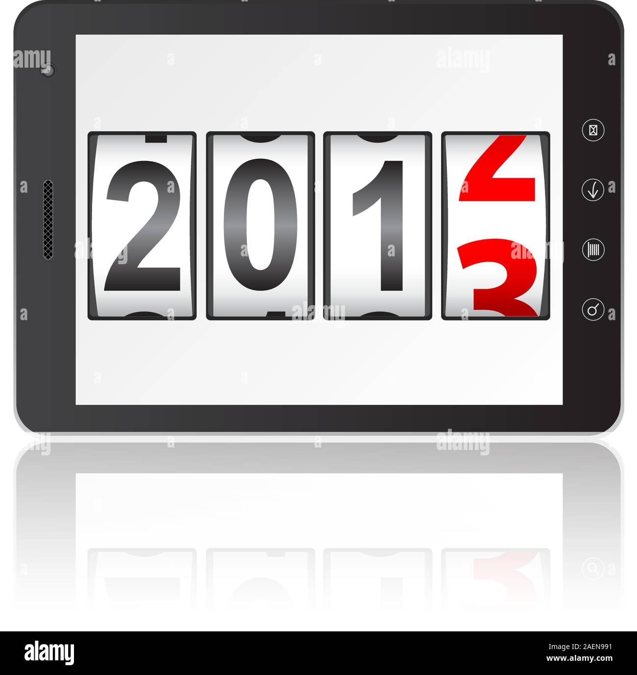 Tablet PC computer with 2013 New Year counter isolated on white ...