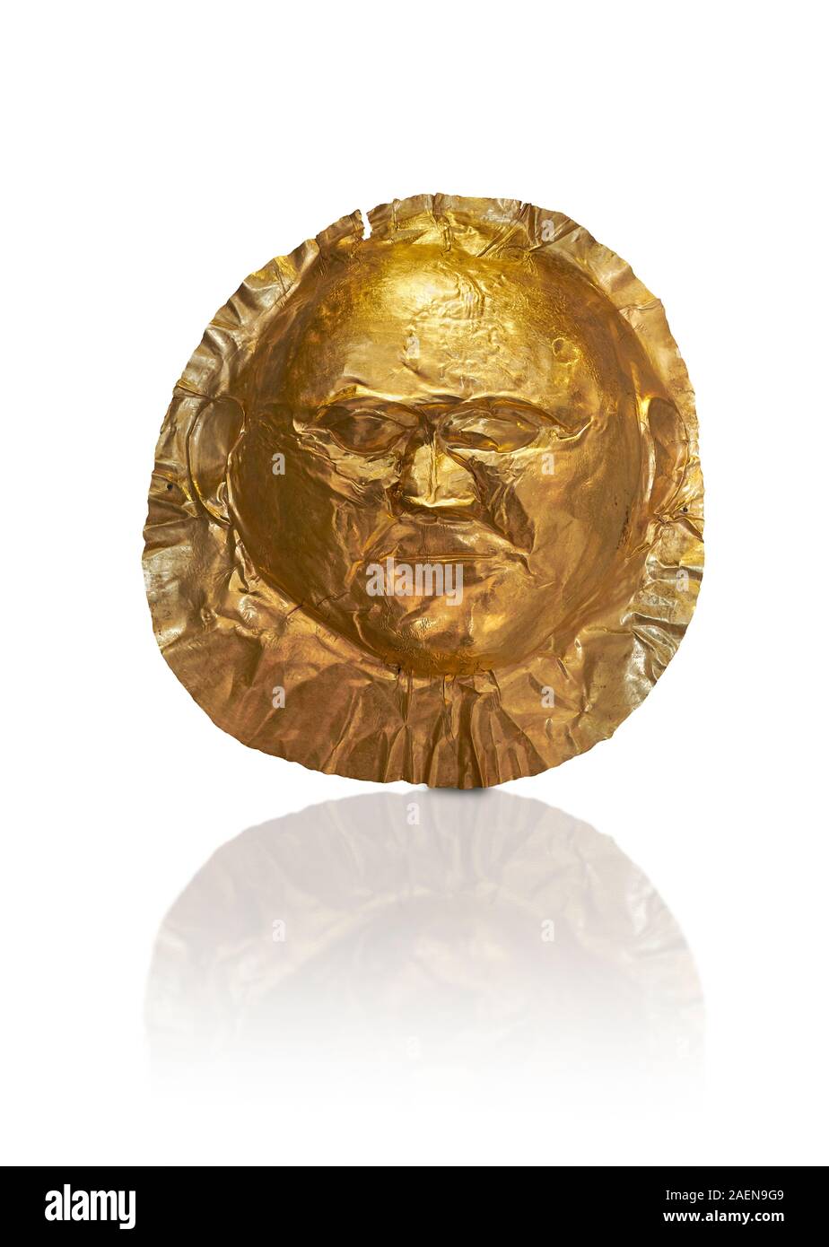 Mycenaean gold death mask, Grave Cicle A, Mycenae, Greece. National ...