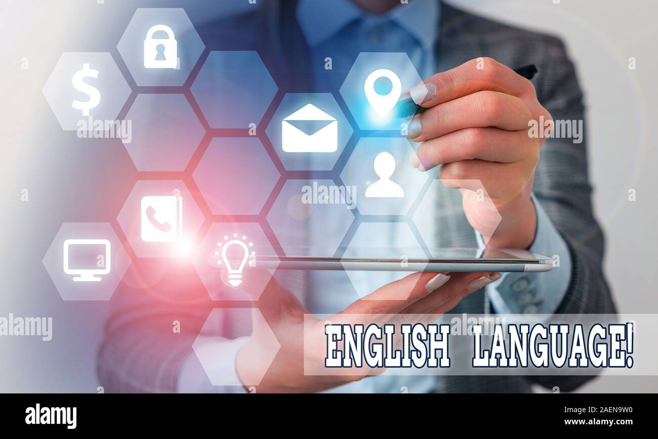 Conceptual hand writing showing English Language. Concept meaning third ...