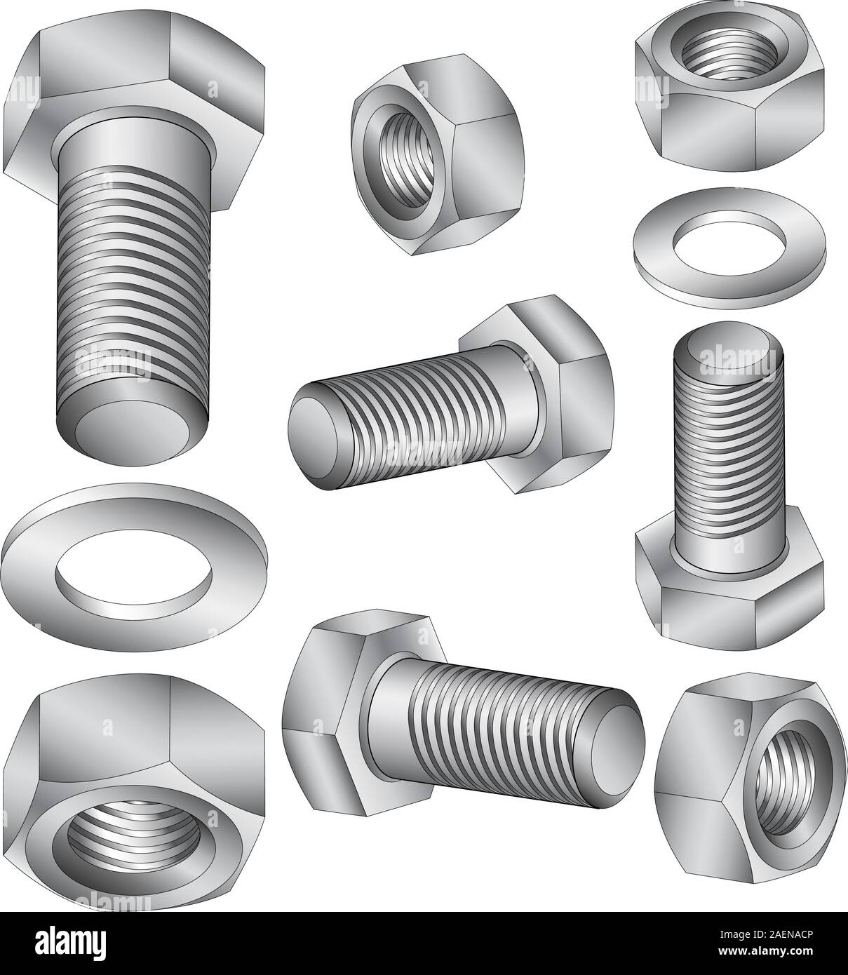 Stainless steel bolt and nut. Vector illustration Stock Vector Image ...