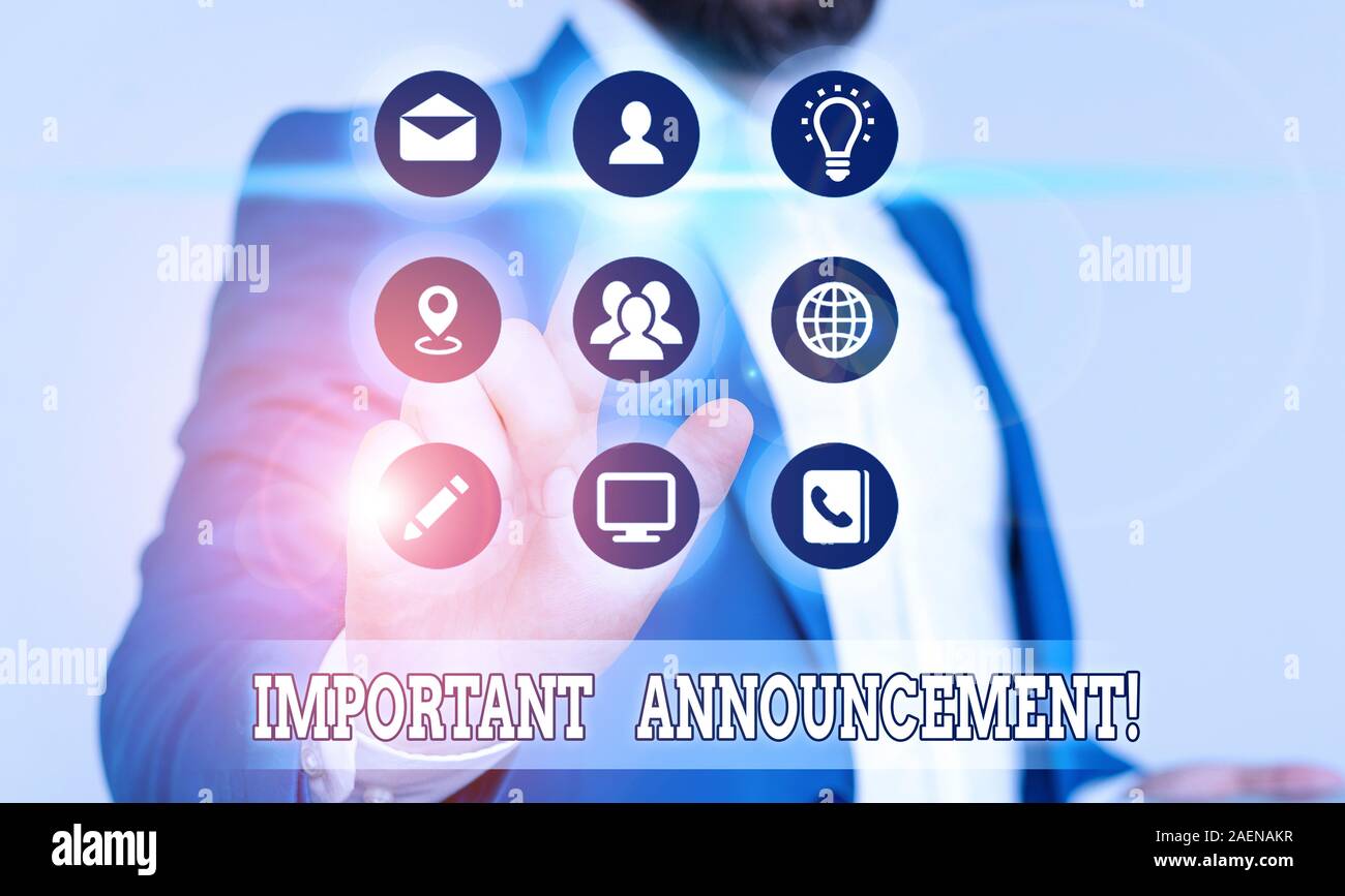 Conceptual hand writing showing Important Announcement. Concept meaning ...