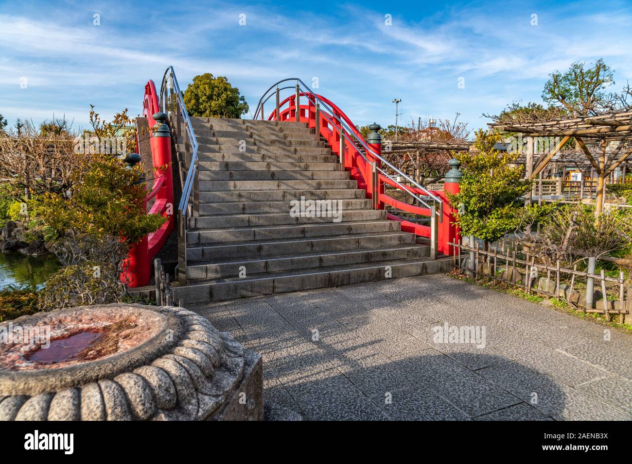 Bridge at Kameido Tenjin Shinto Shrine. Built in 1646 in honor of ...