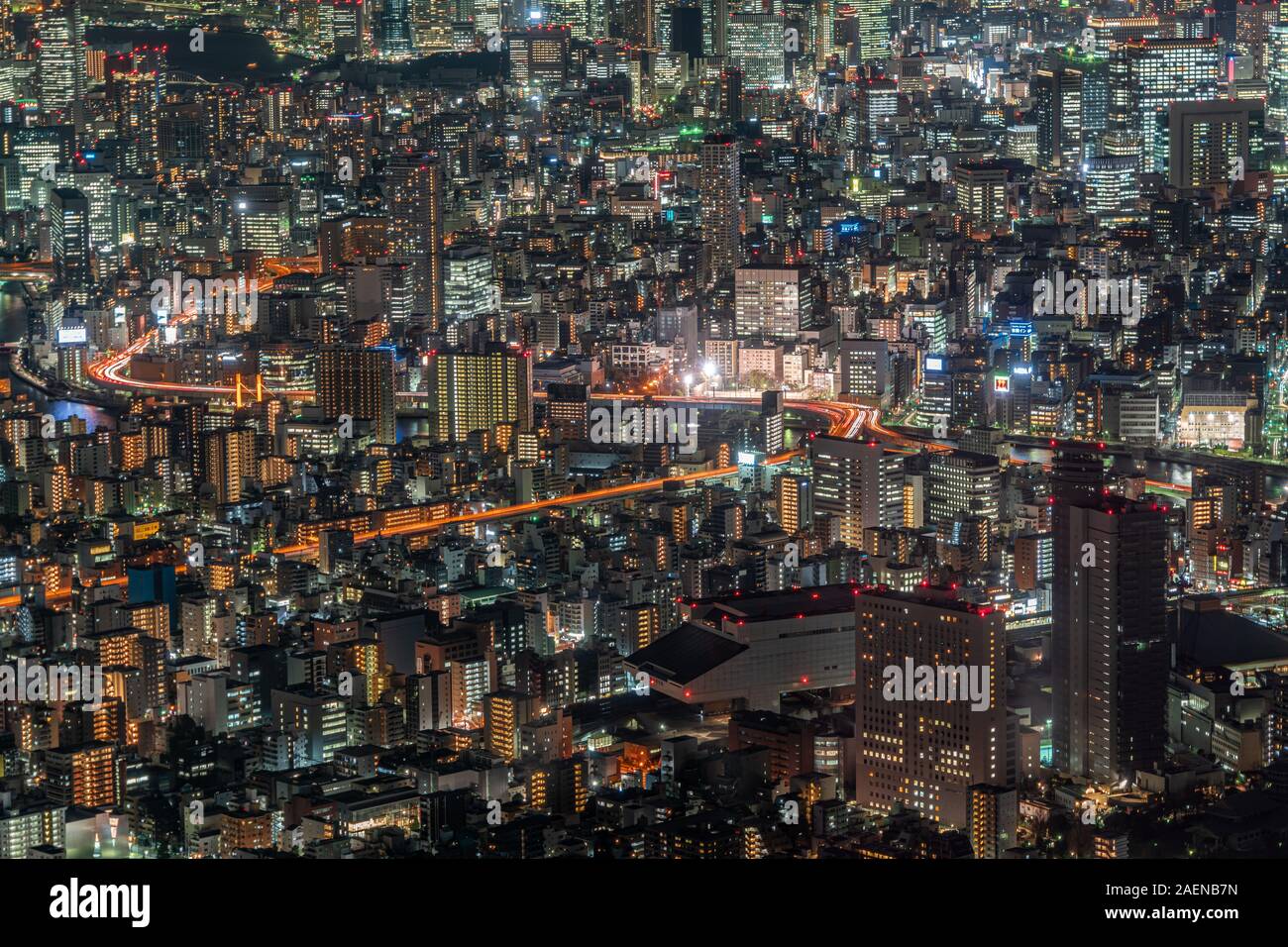 Aerial view of Tokyo Skyline by night Stock Photo - Alamy