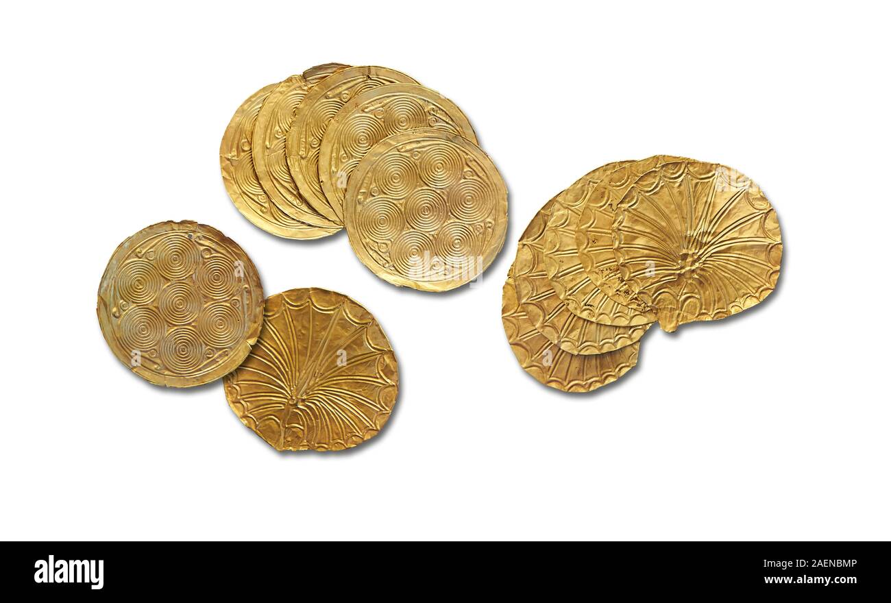 Mycenaean Gold circular buttons from Grave IV, Grave Circle A, Myenae ...