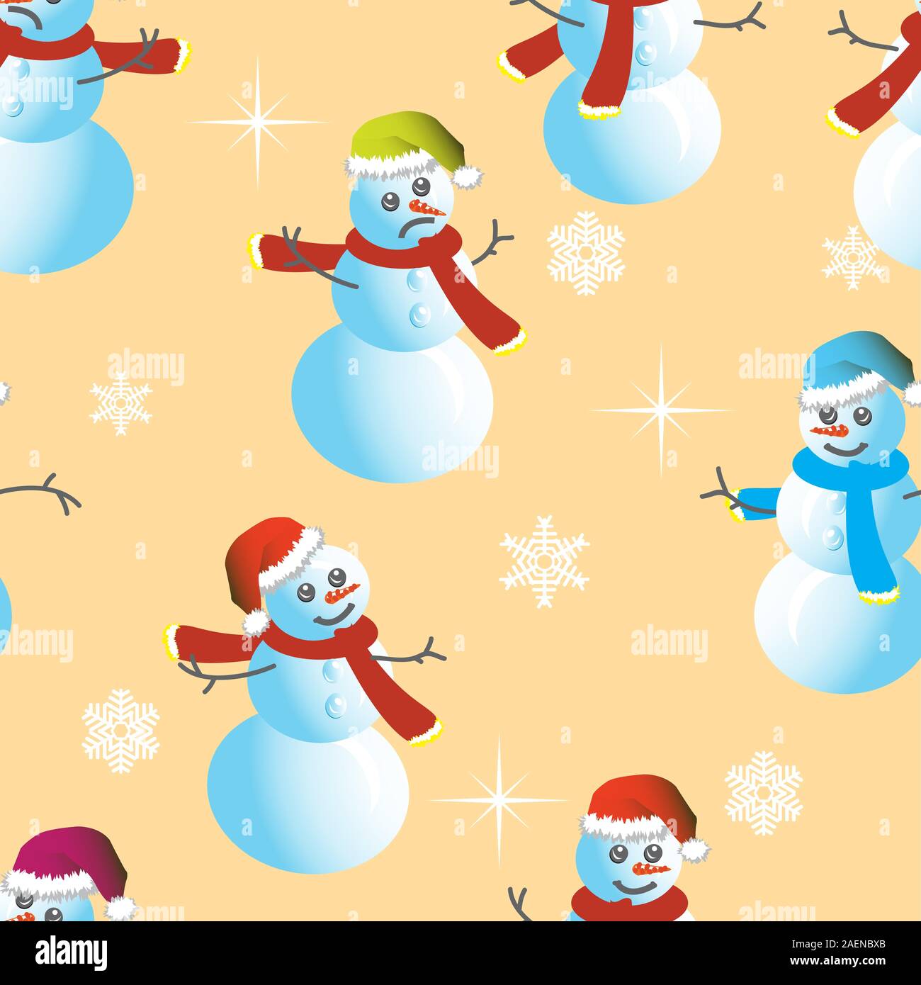 Seamless wallpaper from snowman and snowflakes Stock Vector Image & Art ...