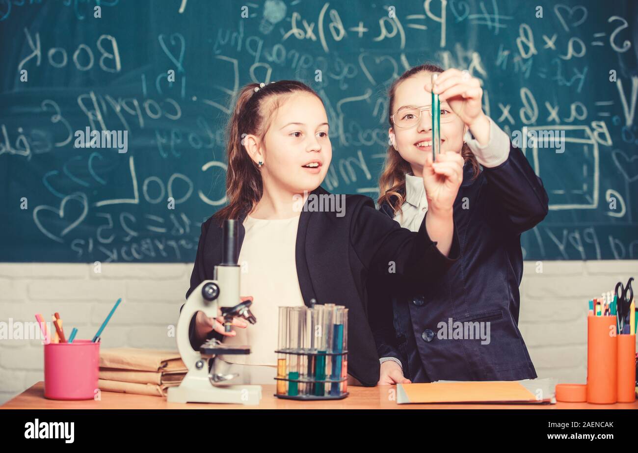 School experiment. Science concept. Private school. Gymnasium students ...