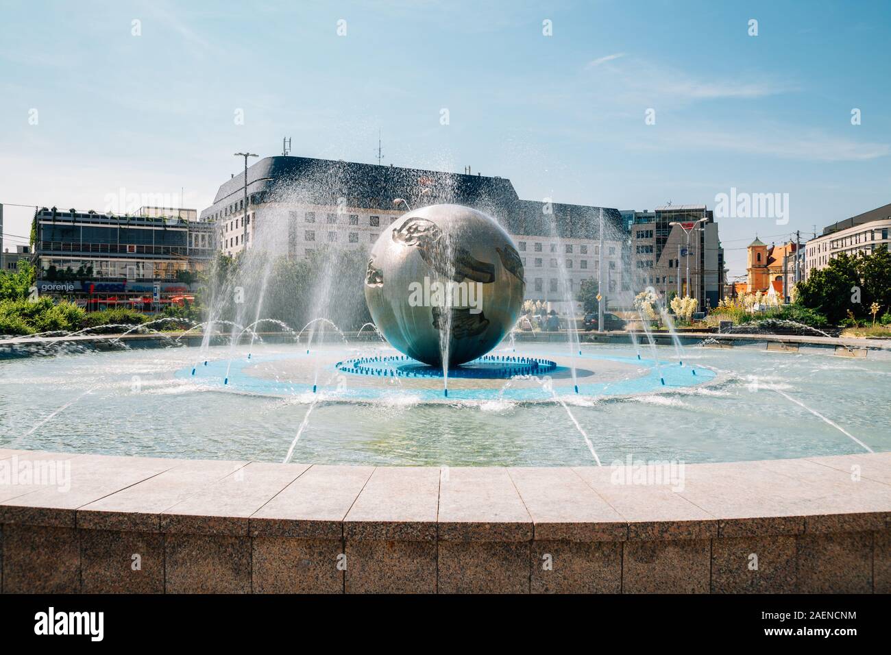 Bratislava, Slovakia - June 24, 2019 : Planet of Peace Fountain Stock ...