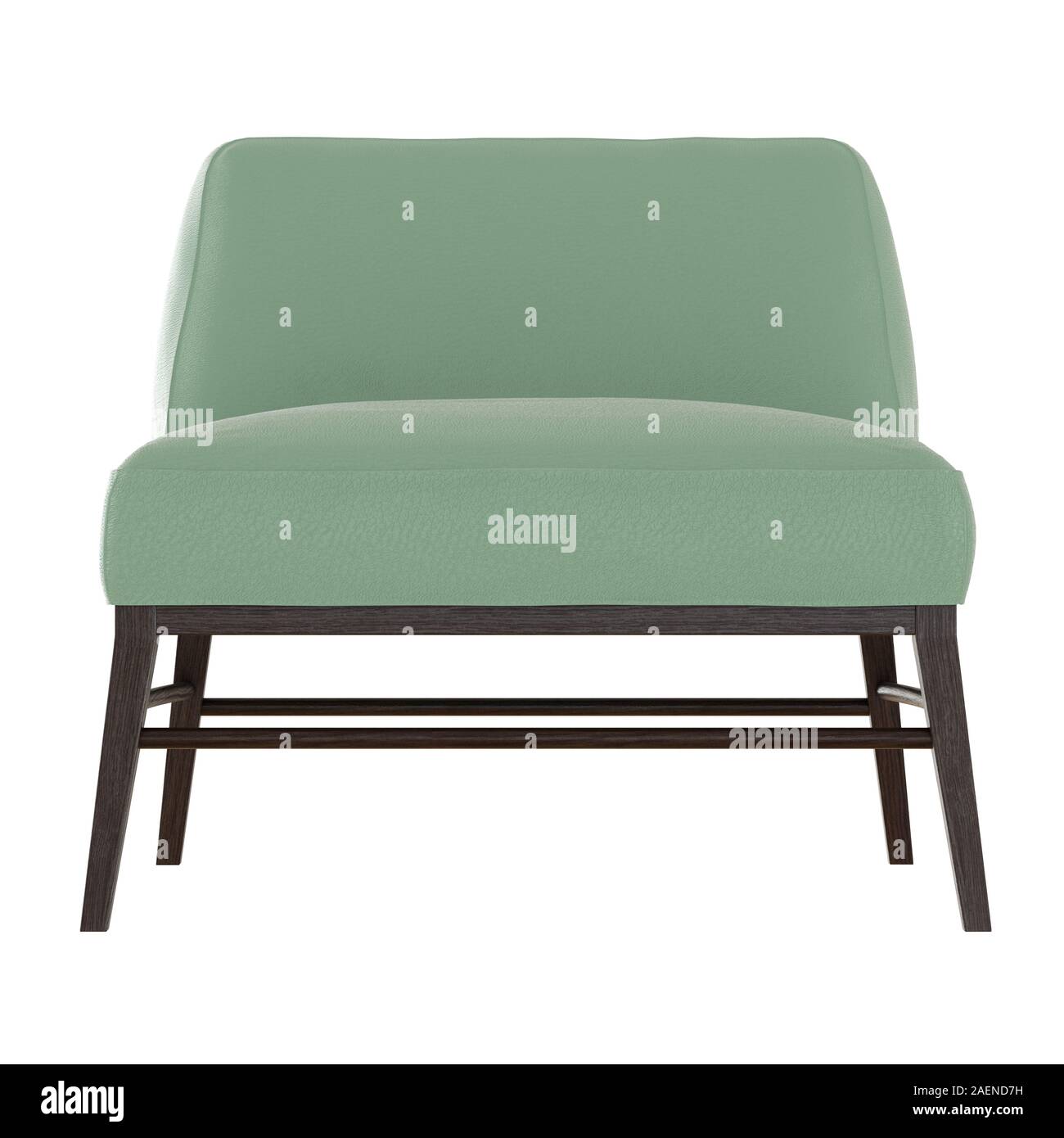 Turquoise leather chair on isolated background. Frontal view. 3d ...