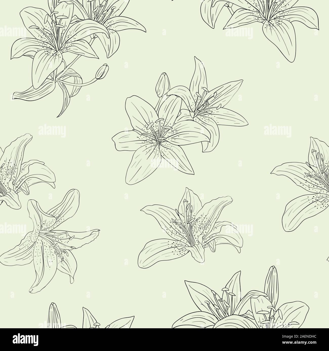 Beautiful seamless wallpaper with blooming lilies with on background ...