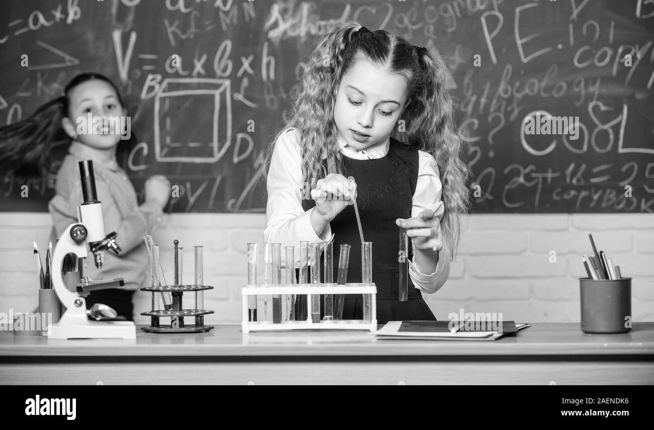 Biology equipment. biology education. Happy children. Biology lesson ...
