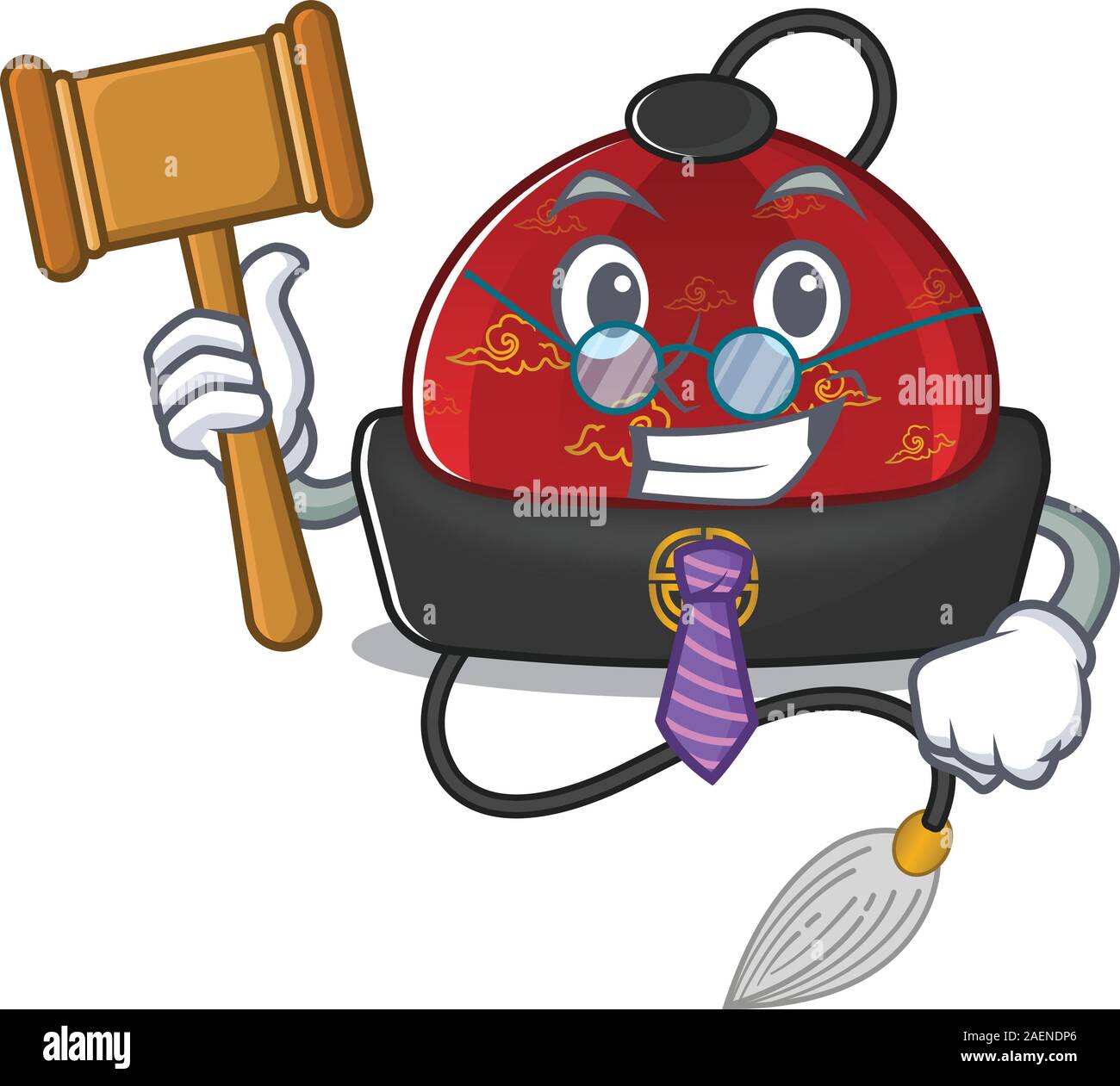Smart Judge traditional chinese hat presented in cartoon character ...